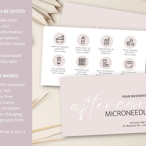 Microneedling Aftercare Card Template, Aftercare Card Editable Canva ...