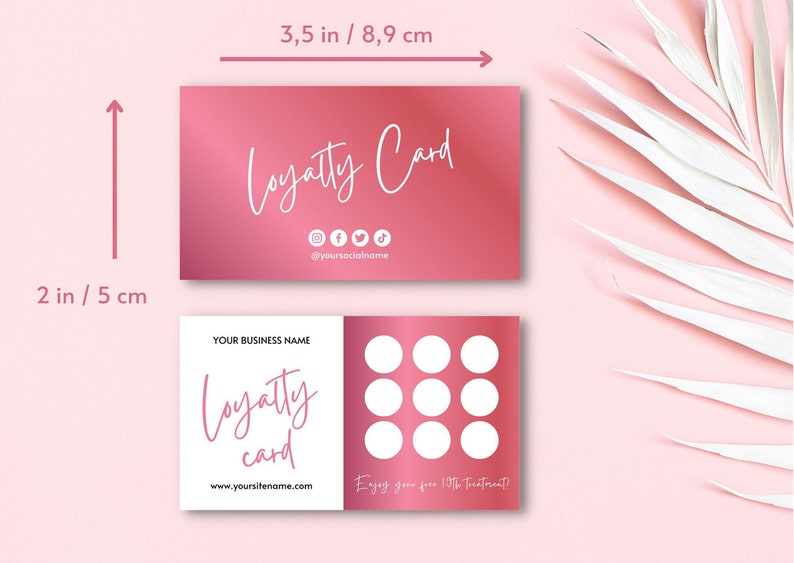 Pink DIY Loyalty Card Template, Customer Loyalty Cards, Editable ...