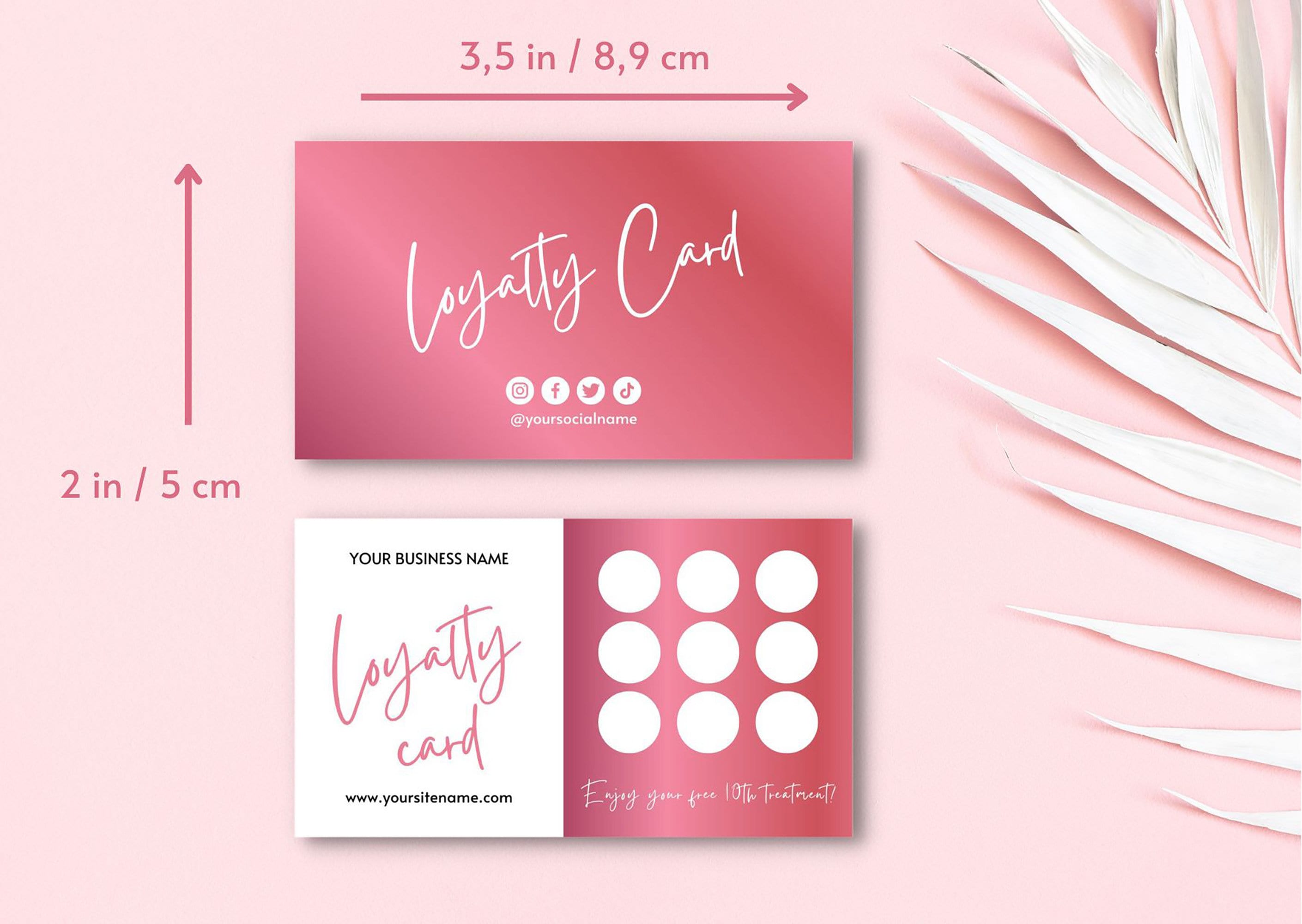 Pink DIY Loyalty Card Template, Customer Loyalty Cards, Editable ...