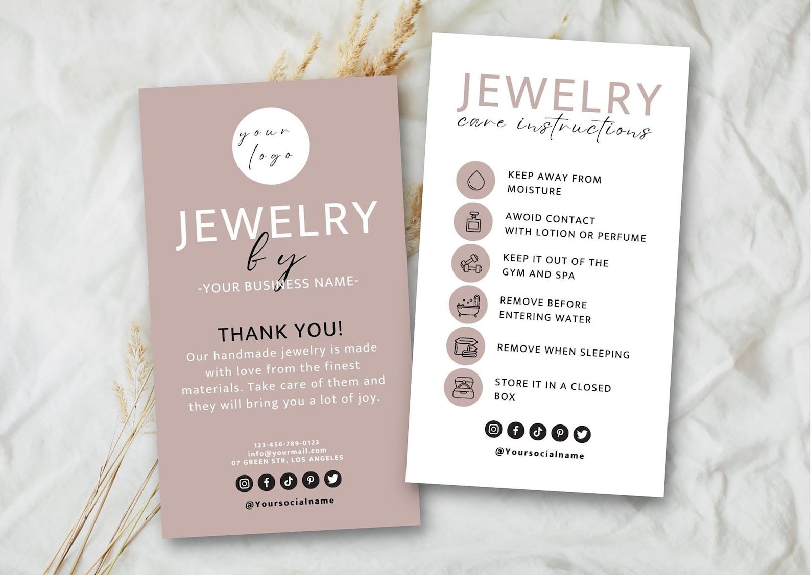 Jewelry Care Card, Printable Jewellery Care Instructions, Editable ...