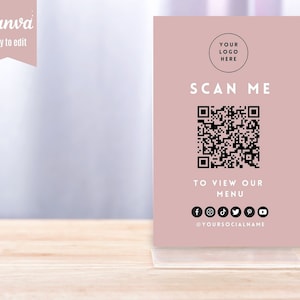 Scan to View Our Menu Sign, Menu QR Code Sign, Modern Menu QR Code ...