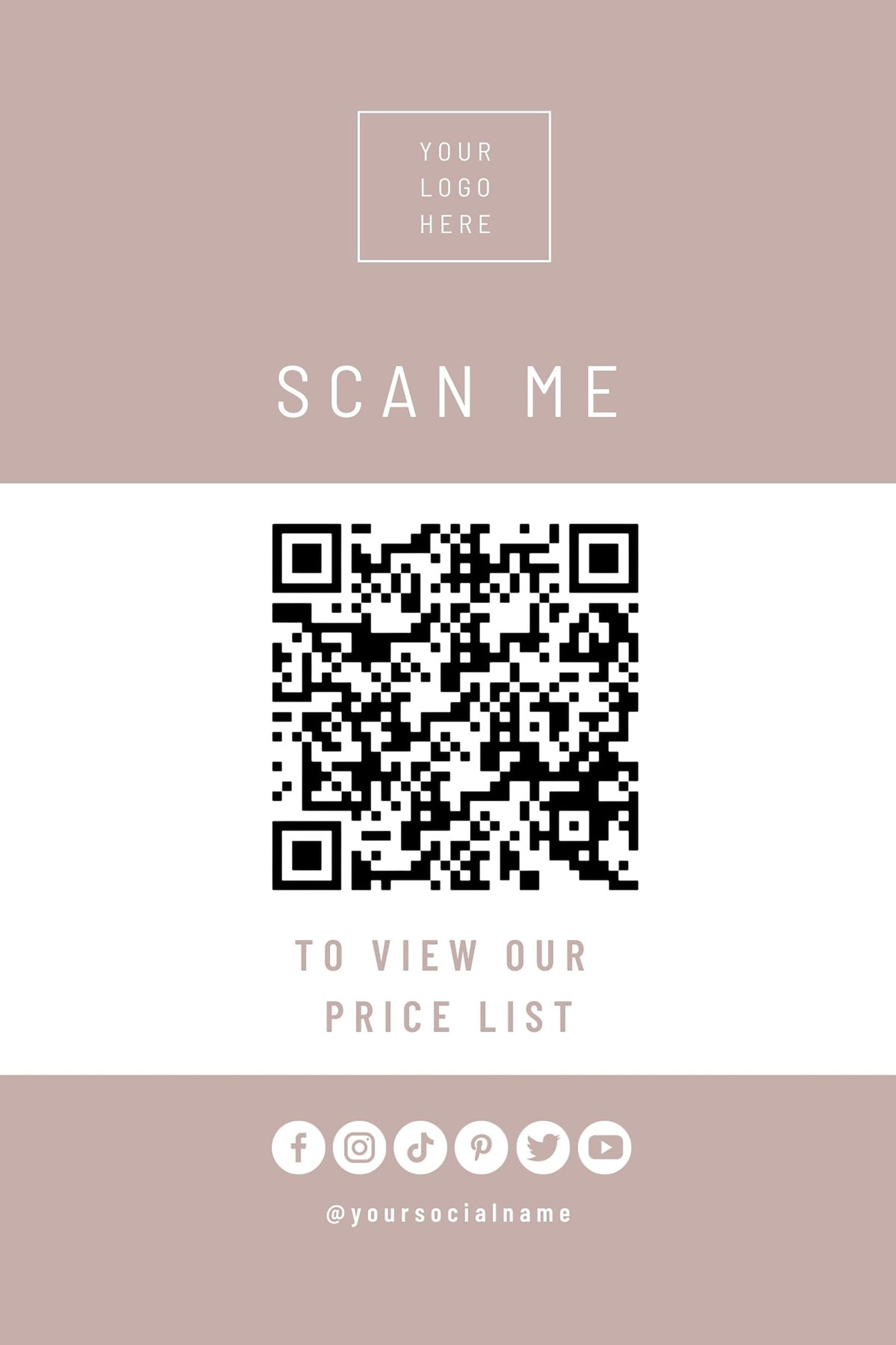 Scan to View Our Price List, Menu QR Code Sign, Modern QR Code Sign, Scan to Order, Elegant ...