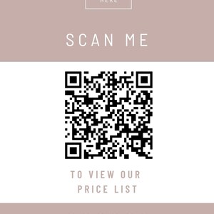 Scan to View Our Price List, Menu QR Code Sign, Modern QR Code Sign, Scan to Order, Elegant ...