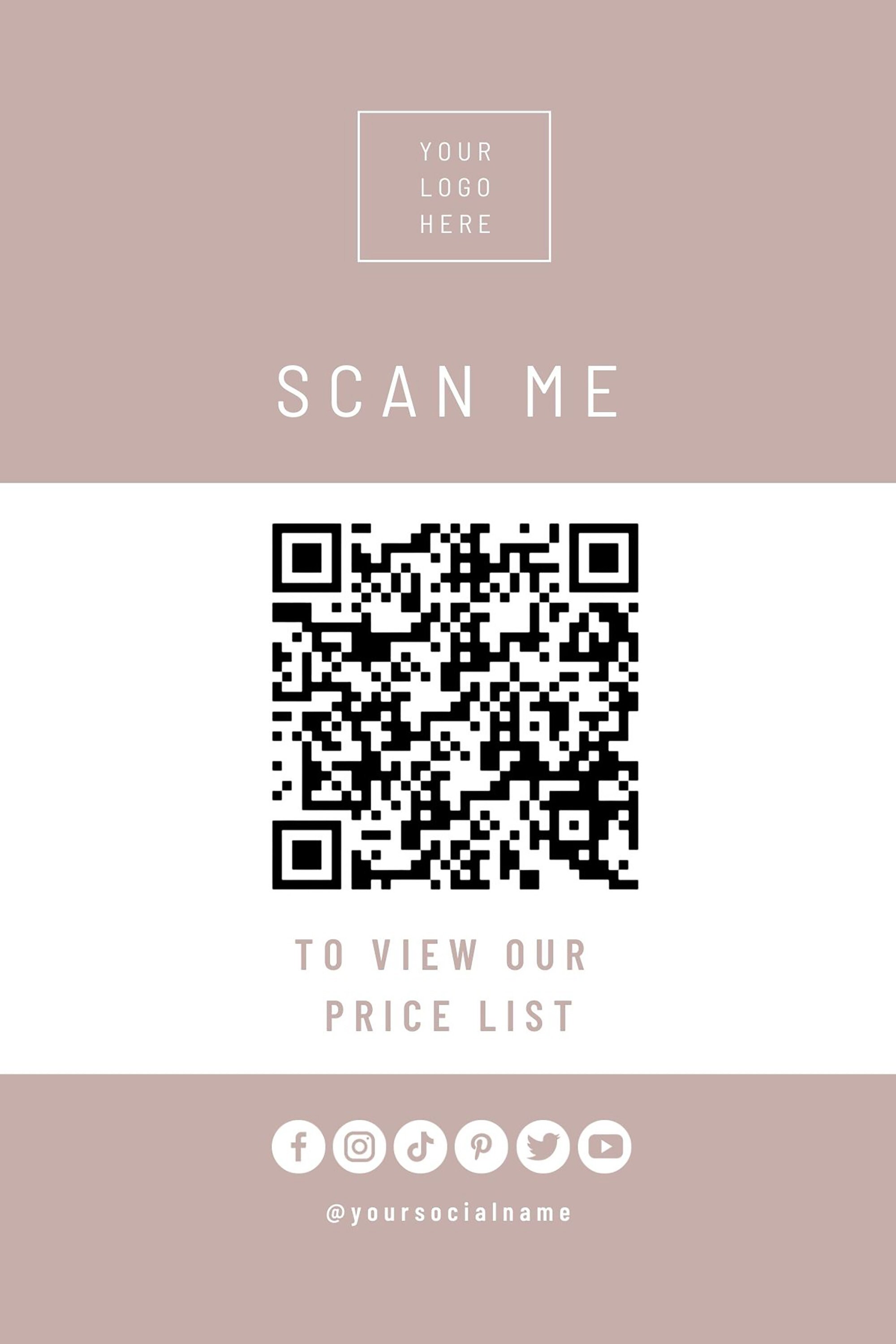 Scan to View Our Price List, Menu QR Code Sign, Modern QR Code Sign ...