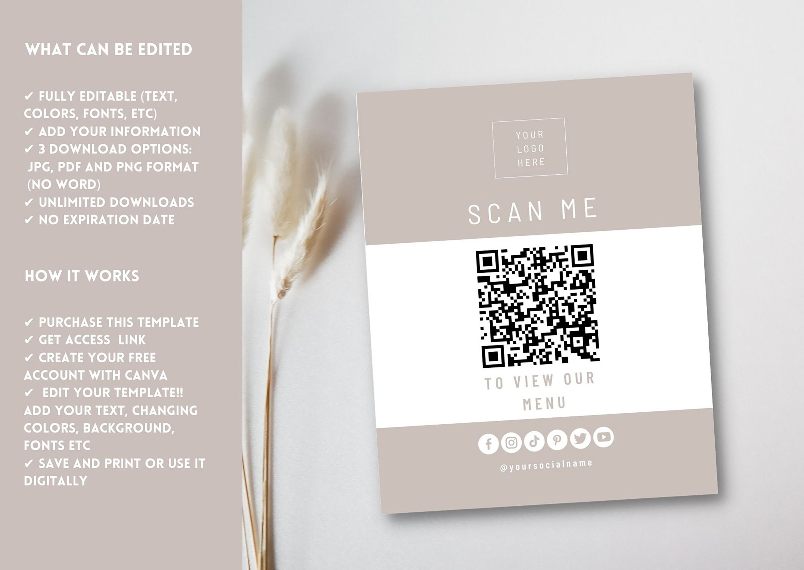 Scan to View Our Menu Sign Template, Menu QR Code Sign, Modern Menu QR ...