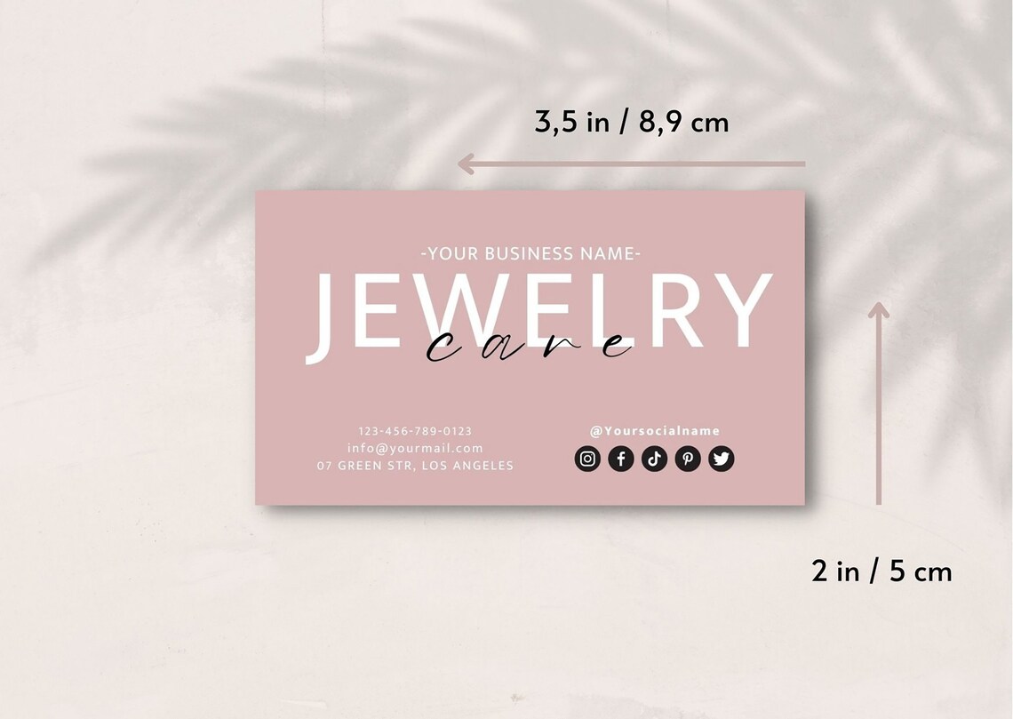Jewelry Care Card, Printable Jewellery Care Instructions, Editable ...