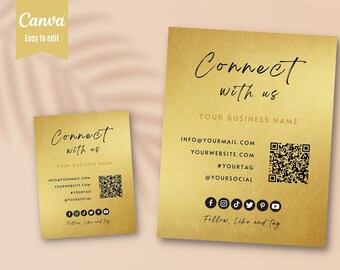 Connect With Us Sign, Social Media Sign, Small Business Sign, Printable ...