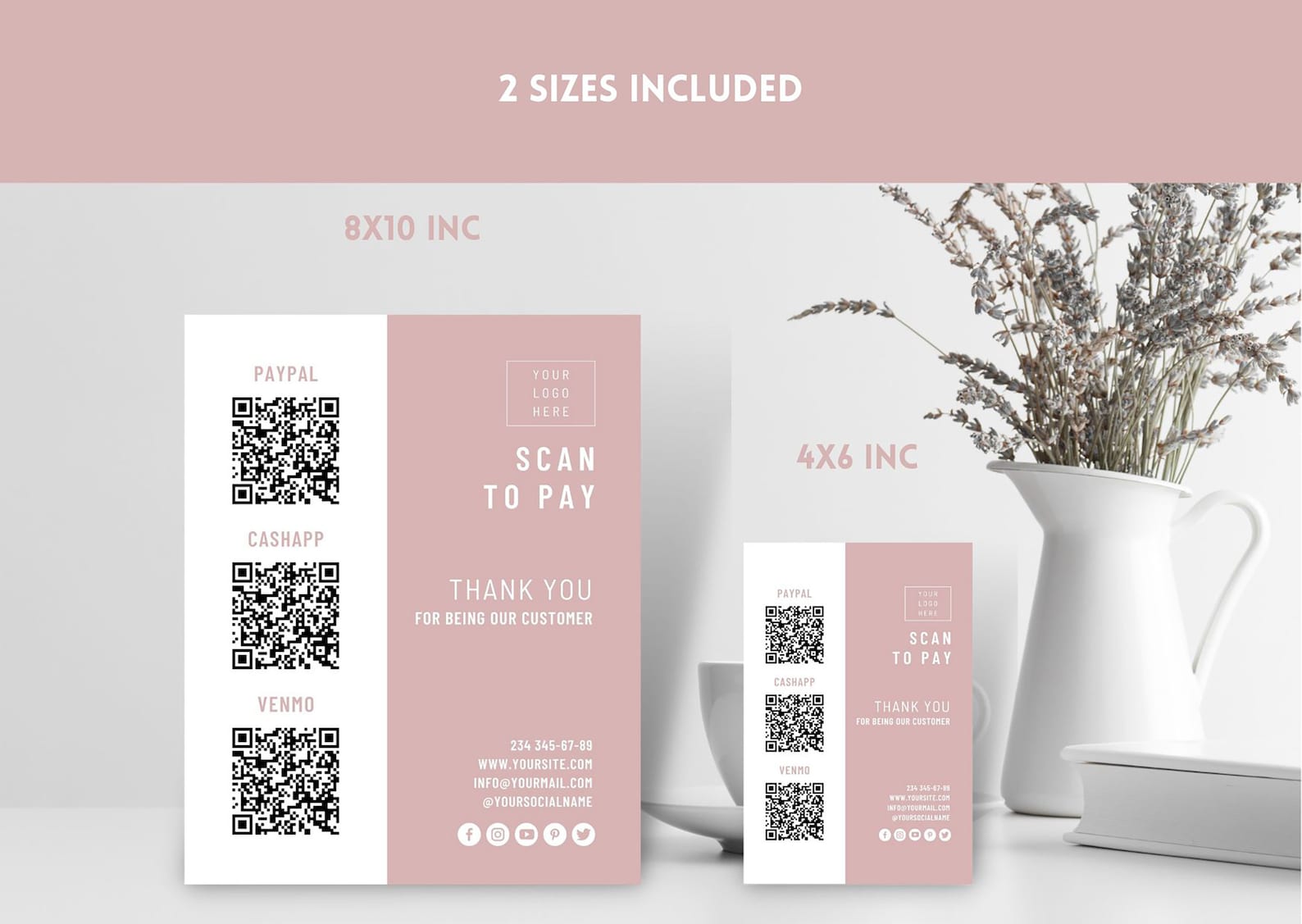 Scan to Pay Sign QR Code, Scan to Pay Template, Scan to Pay Canva, Pink ...