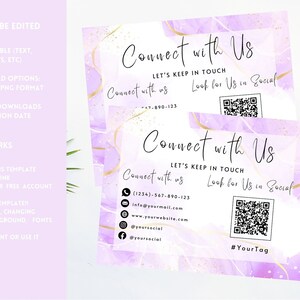 Editable Connect With Us Card, Social Media Sign, Follow Us on Social ...
