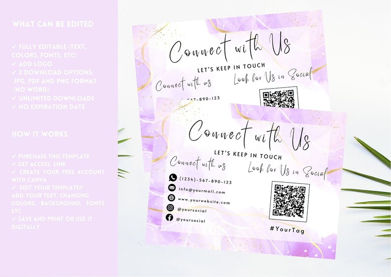 Editable Connect With Us Card, Social Media Sign, Follow Us on Social ...