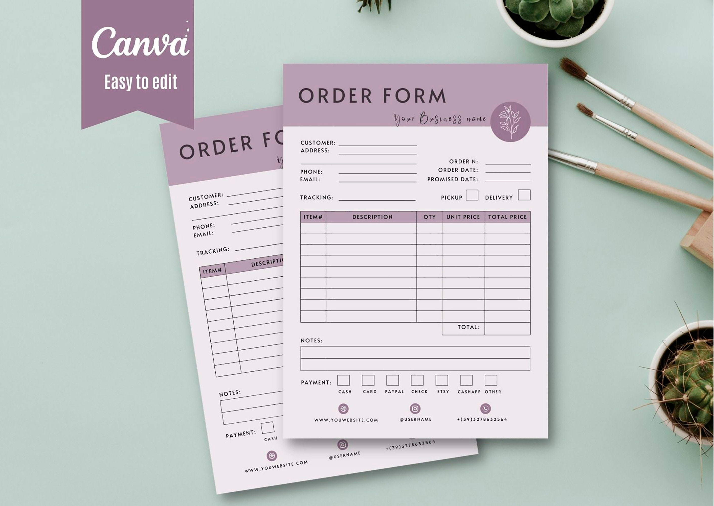 Craft Business Order Form, Printable Small Business Order Forms ...