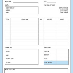 Invoice Template for Small Business, Printable Invoice, Custom Order ...
