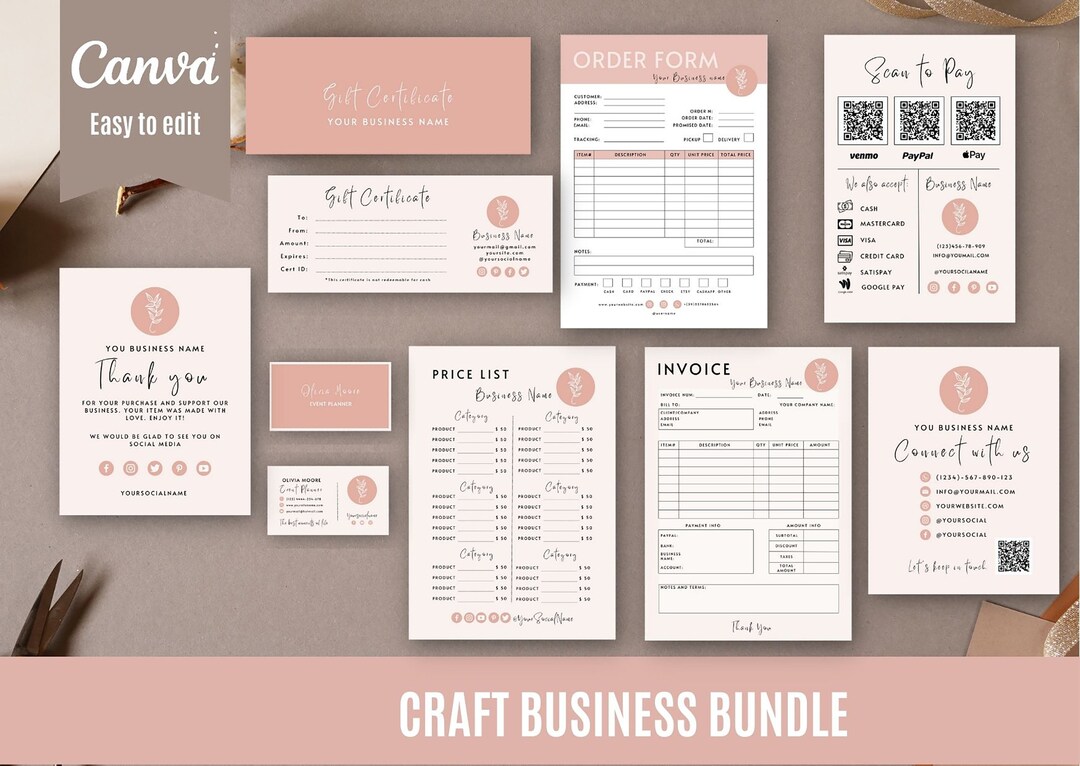 Craft Show Bundle, Small Business Template, Order Form Template, Price ...