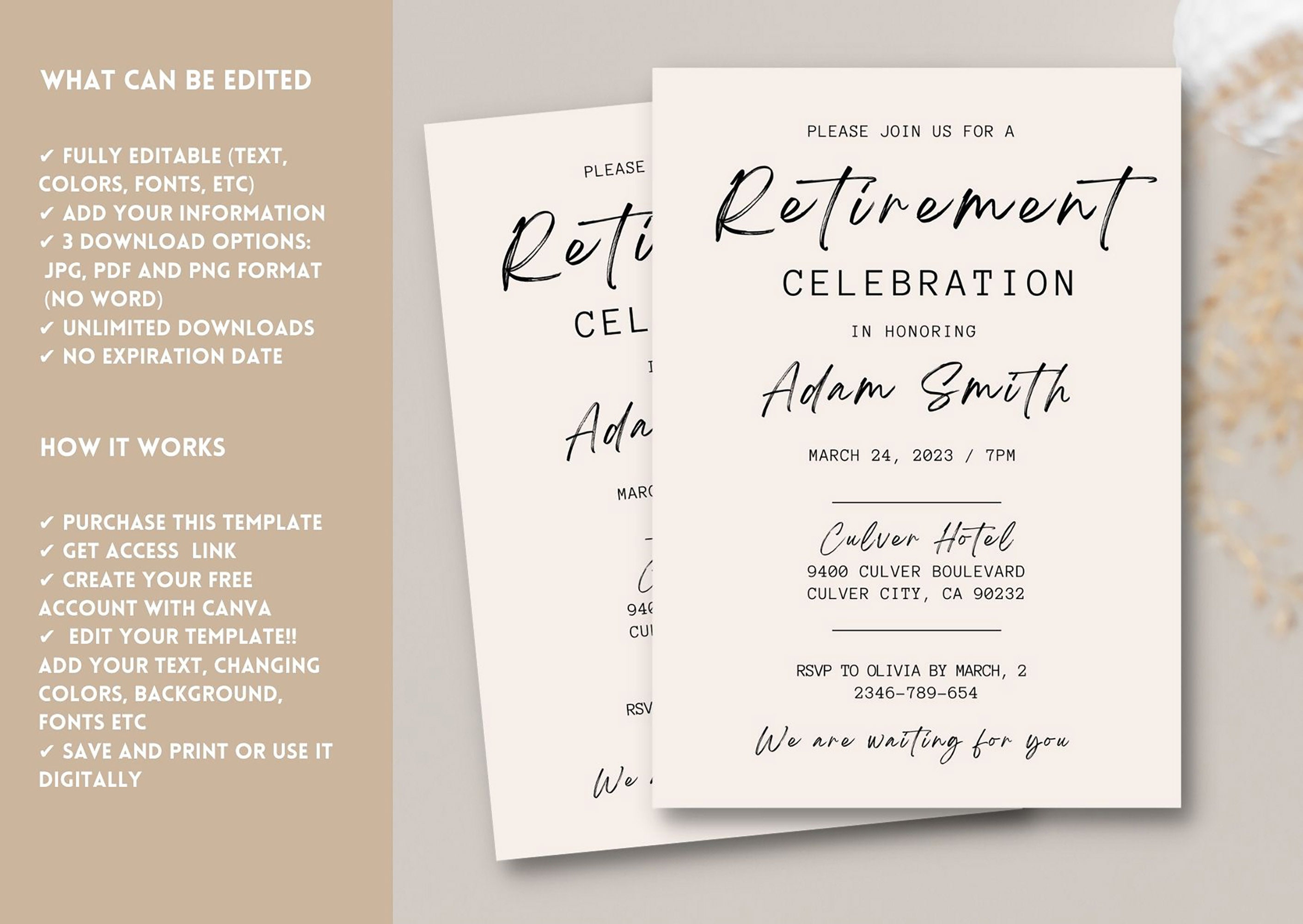 Boho Retirement Party Invitation Card, Retirement Celebration Invite ...