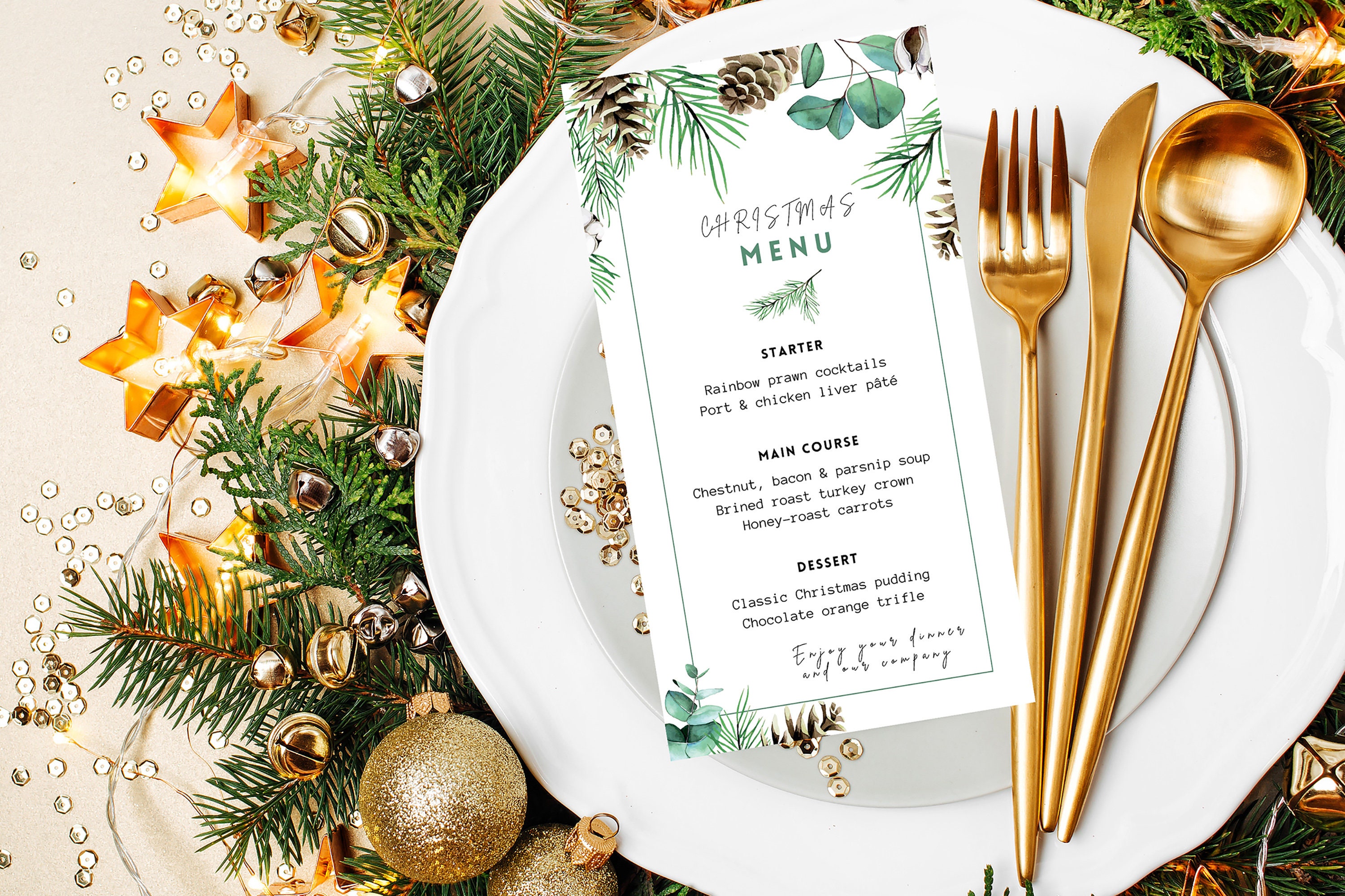 Christmas Menu Template Canva, Printable Christmas Menu, Holiday Menu ...