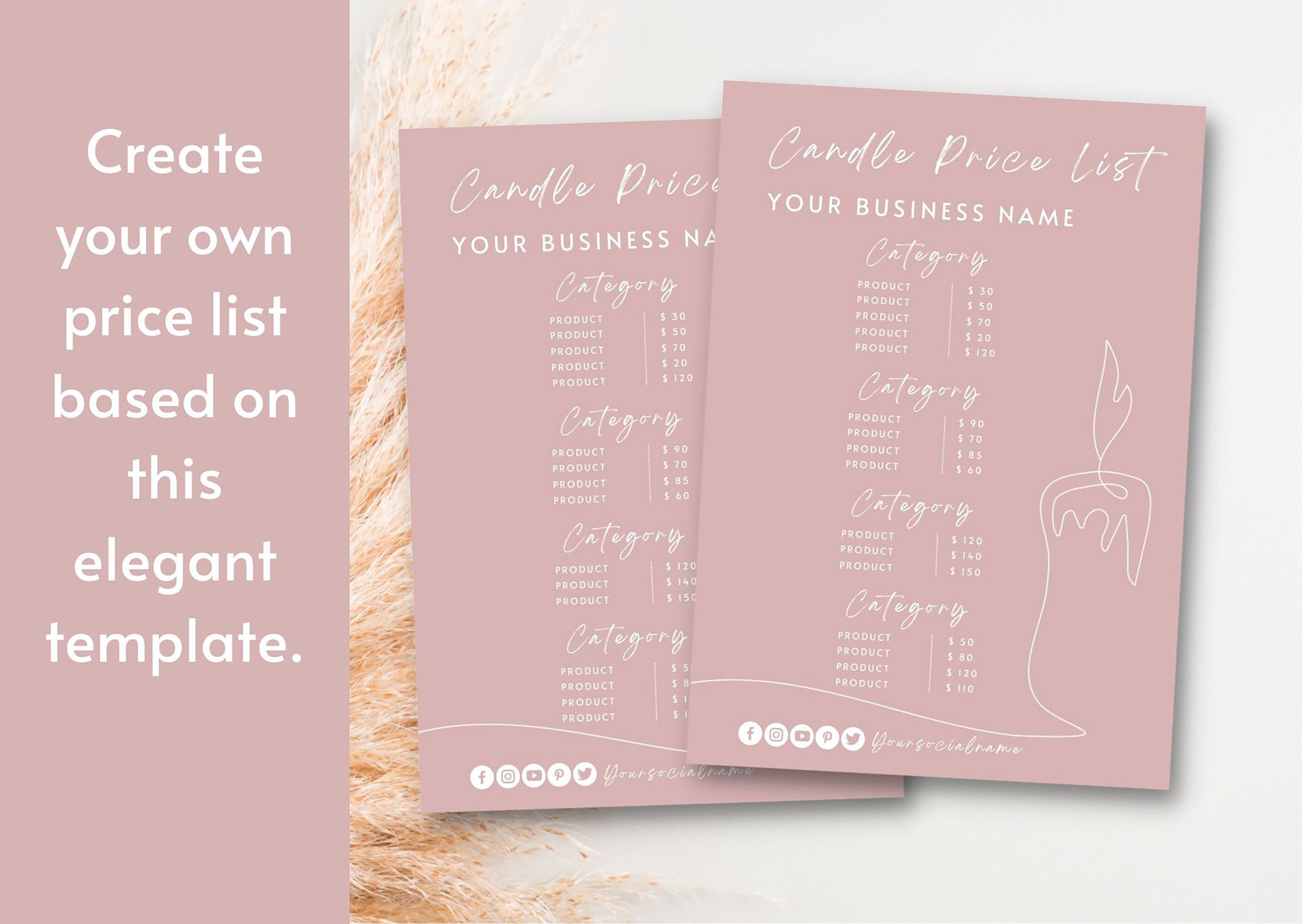 Candle Price List Template, Small Business Price List, Modern Wax Price ...