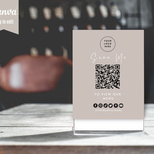 Scan to View Our Menu Sign, Menu QR Code Sign, Modern Menu QR Code, Scan to Order, Elegant ...