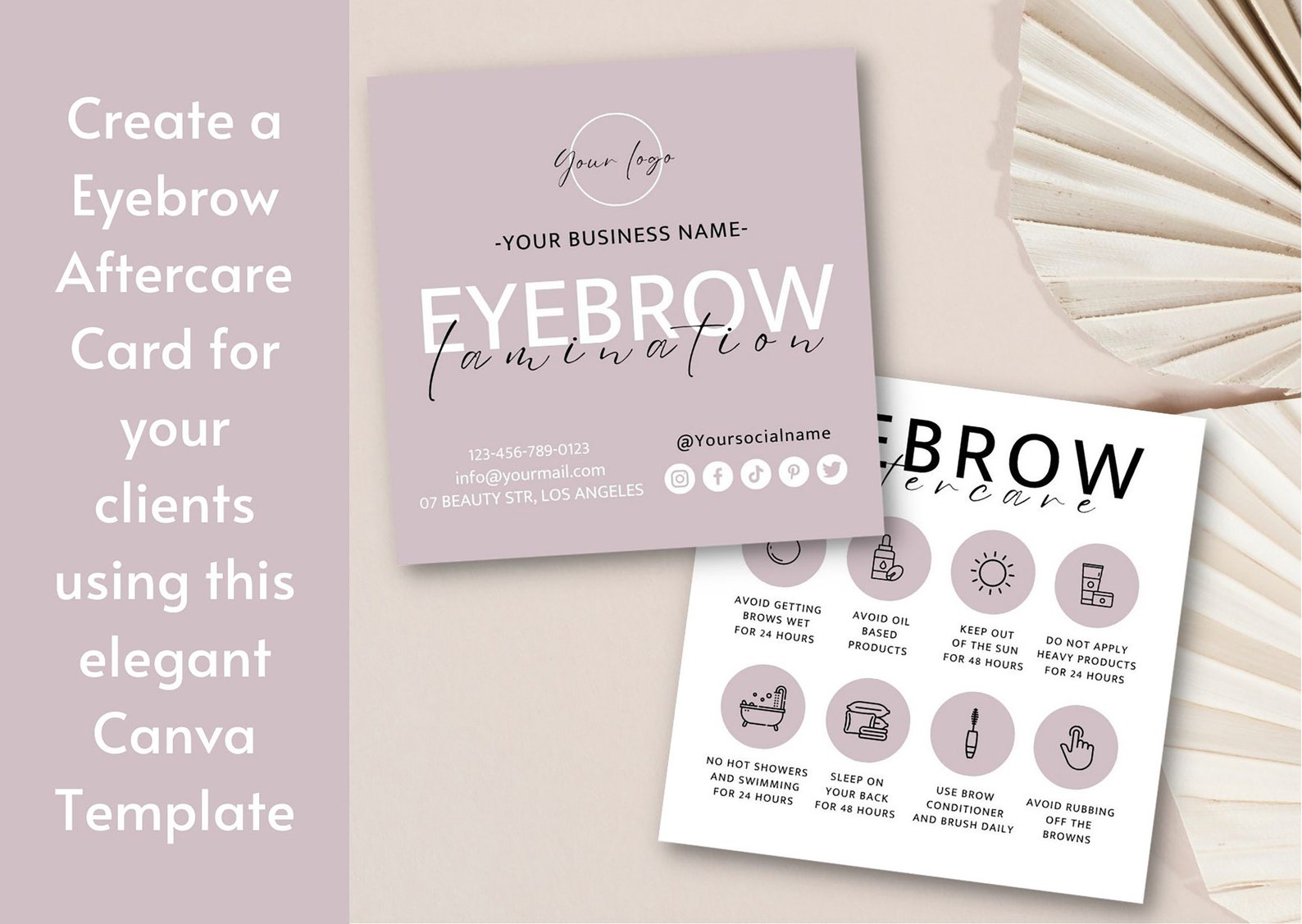 PMU Brow Aftercare Card Template,editable Brow Lamination After Care ...