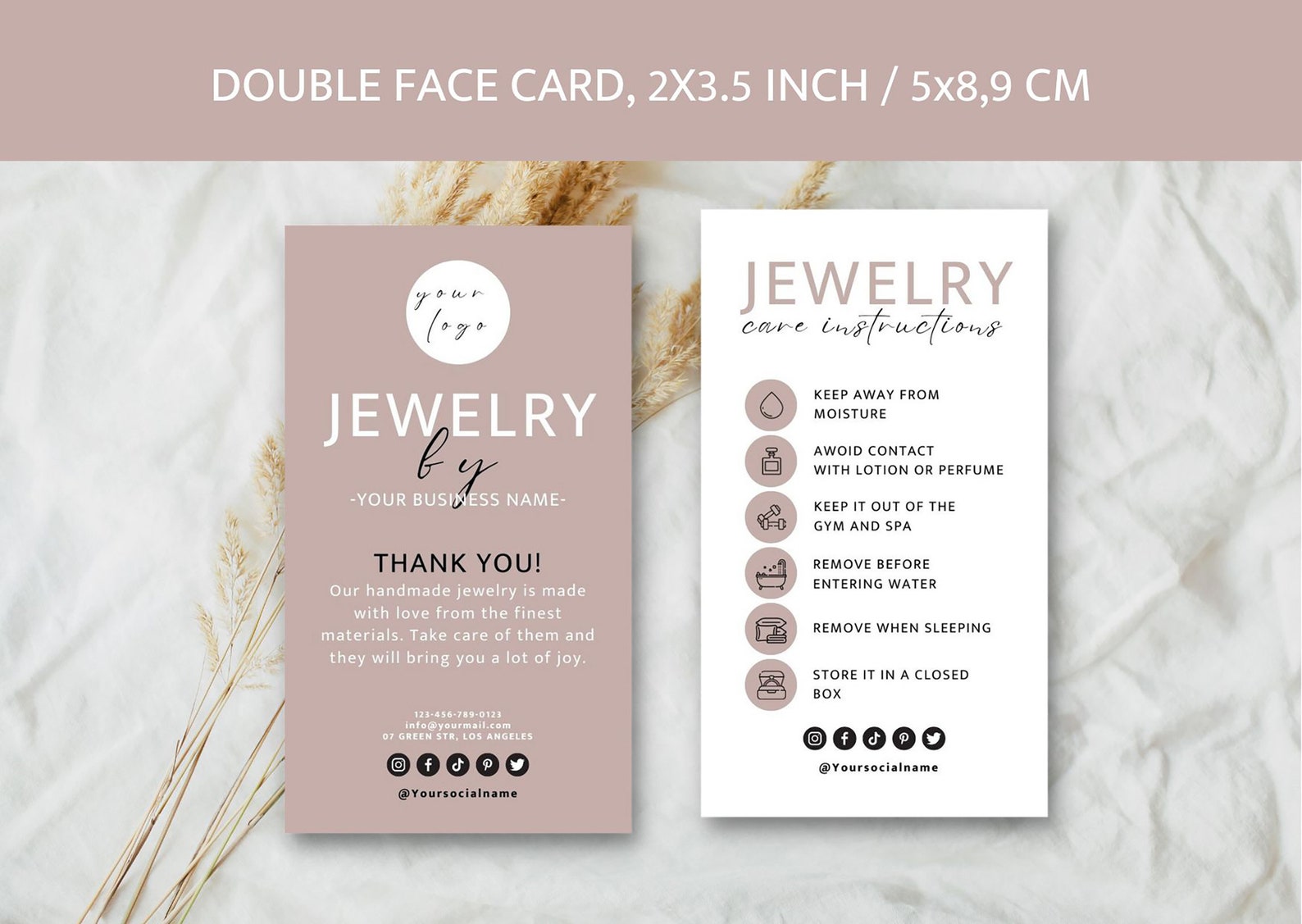 Jewelry Care Card, Printable Jewellery Care Instructions, Editable ...