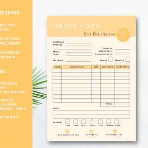Small Business Order Form, Printable Craft Business Order Forms ...