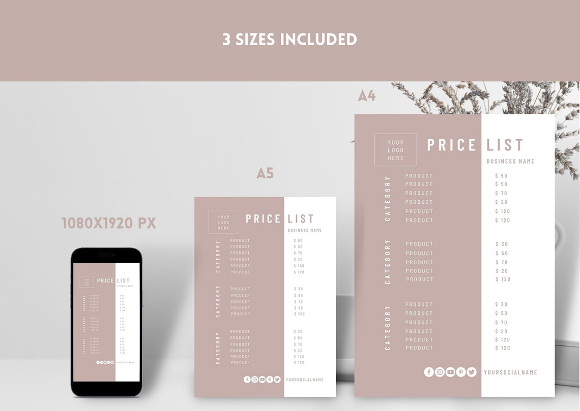 Salon Price List Template Editable in Canva, Small Business Price List ...