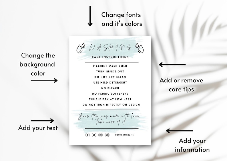 Editable Washing Instructions Canva Template Minimal - Etsy