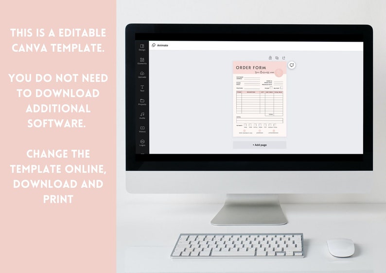 Order Form Template Editable on Canva Printable Pink Small - Etsy