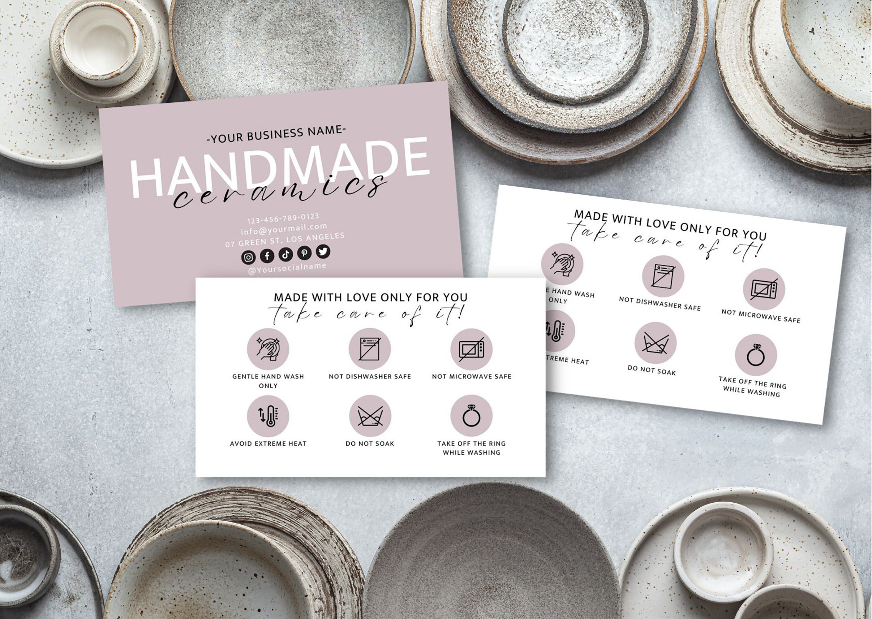 Cups Care Card Template, Cup Washing Care Instructions, Tumbler ...