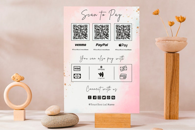 Scan to Pay Card Template Editable in Canva, QR Code Sign Template ...