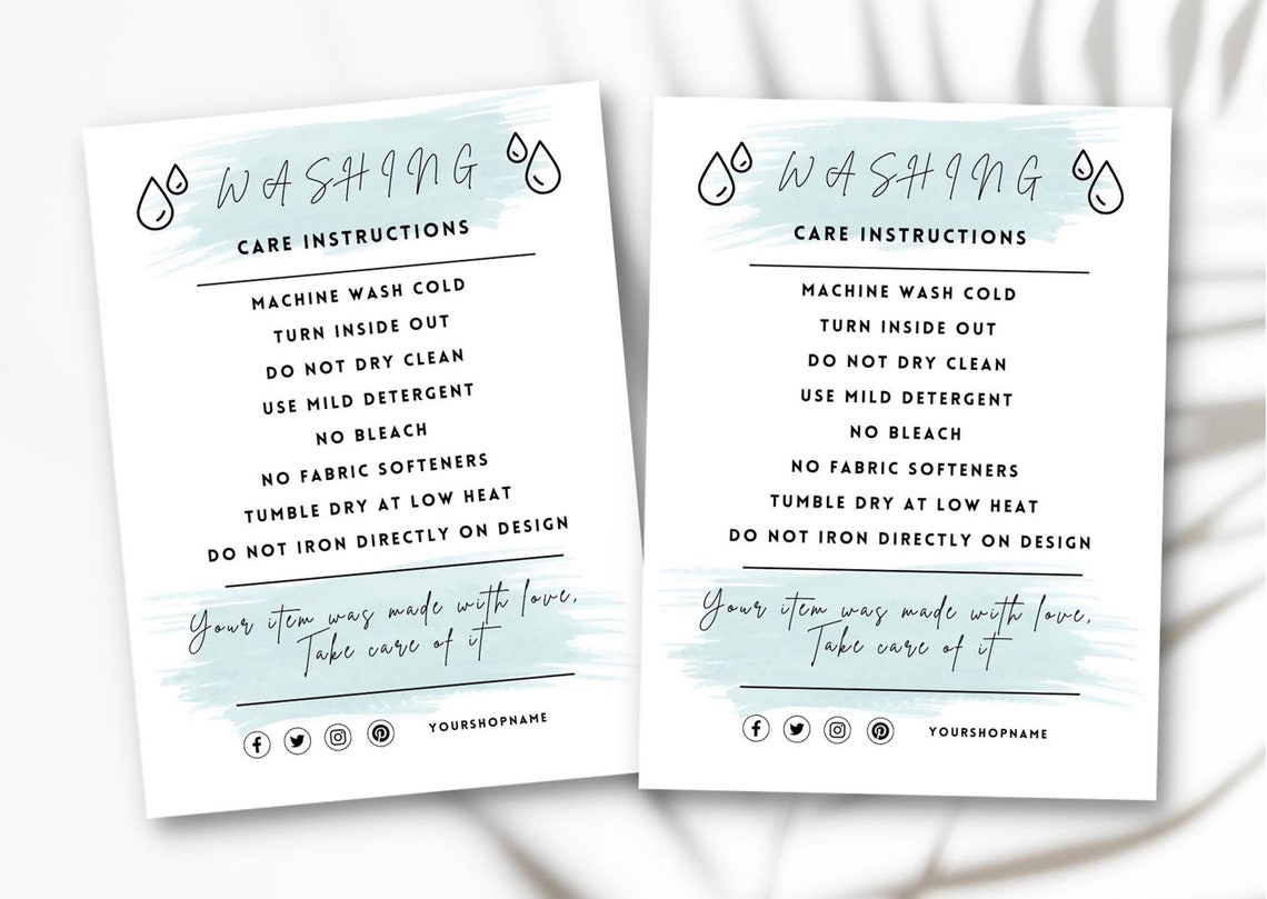 Editable Washing Instructions Canva Template Minimal - Etsy