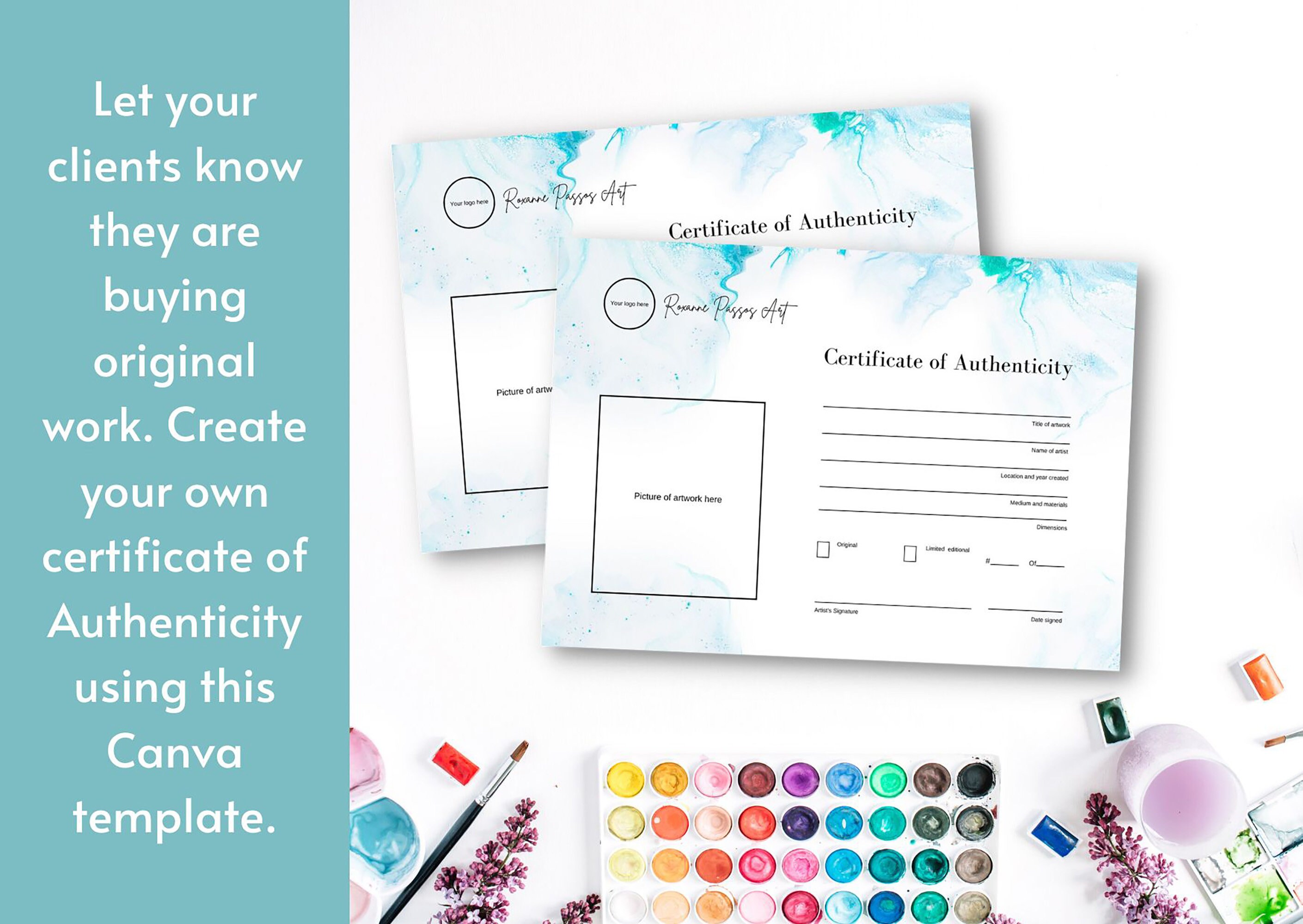 Certificate of Authenticity Editable in Canva, Template for Original ...