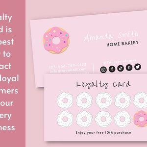 Loyalty Card Template, Bakery Business Customer Loyalty Cards, DIY ...