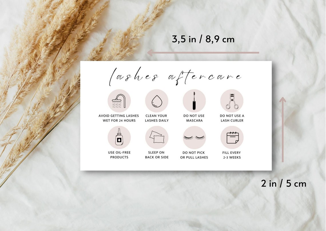 Boho Lash Aftercare Card Template, Lash Care Card, Lash Business Card ...