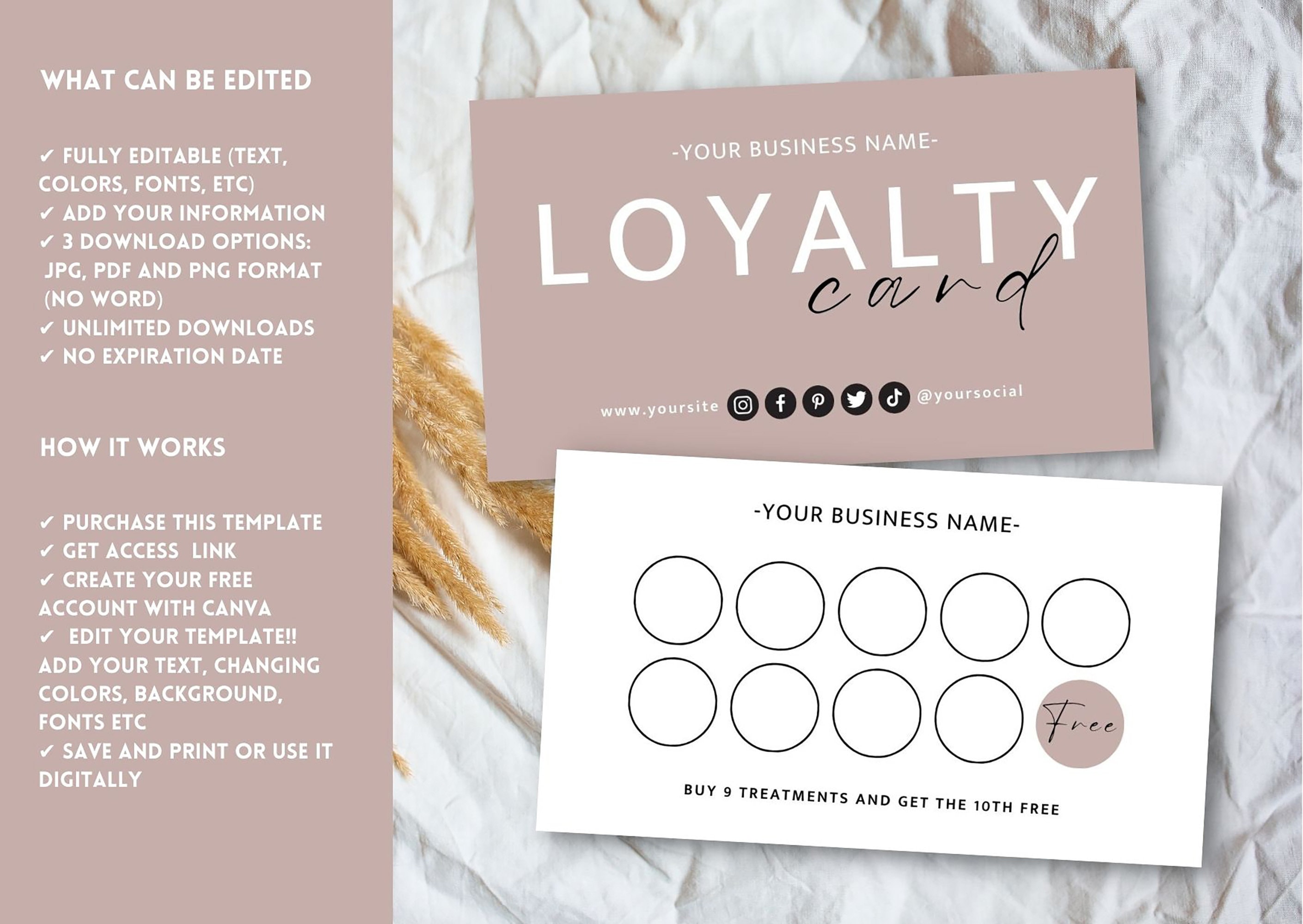 Boho Loyalty Card Template, Customer Loyalty Cards, DIY Editable ...