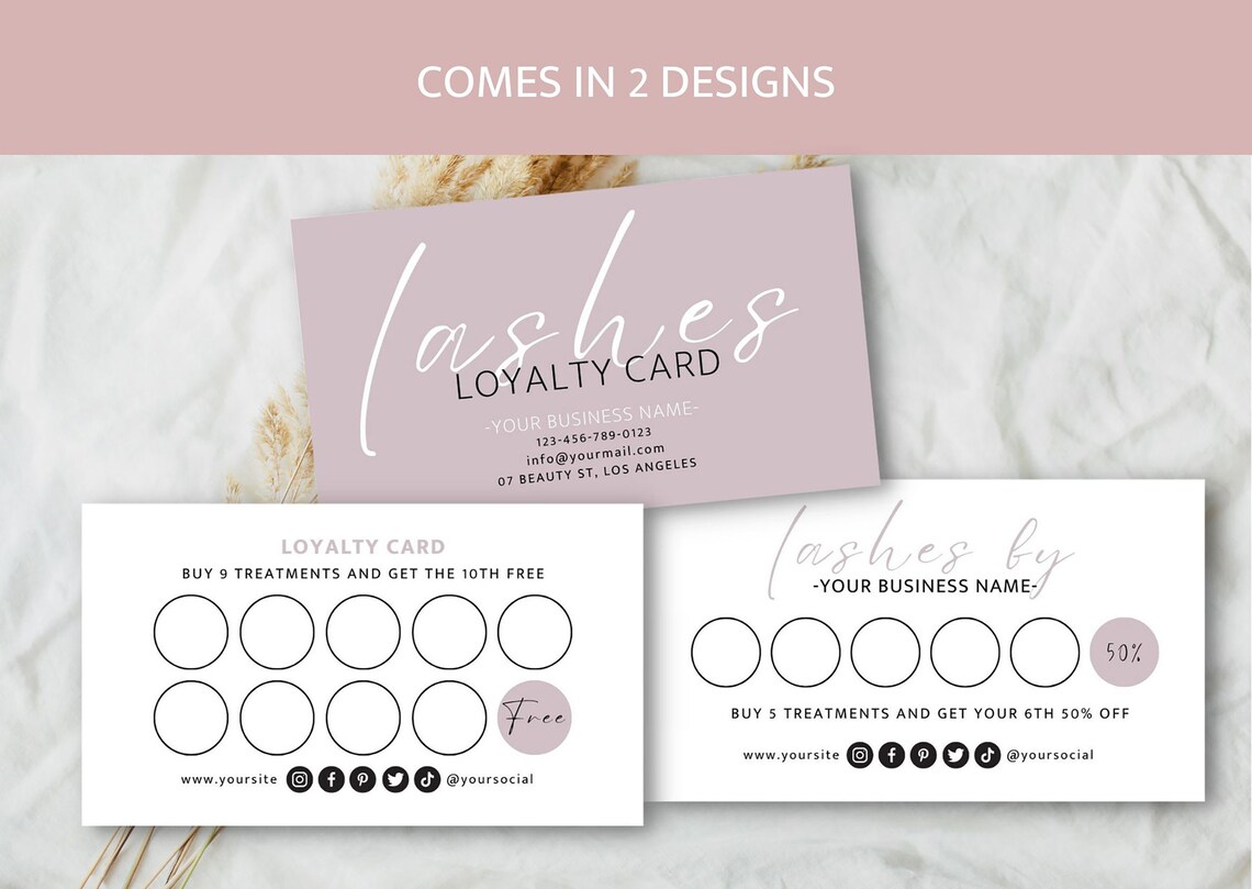 Lashes Loyalty Card Template, Printable Lash Tech Loyalty Card, Beauty ...