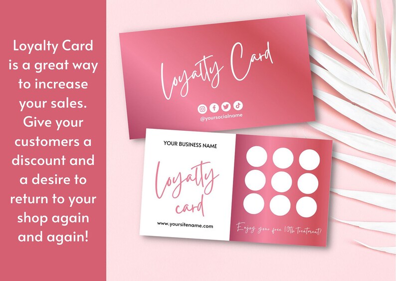 Pink DIY Loyalty Card Template, Customer Loyalty Cards, Editable Rewards Card Design, Printable ...