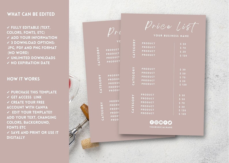Printable Boho Bar Menu Sign Template, Drink Menu Sign, Wedding Bar ...