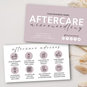 Microneedling Aftercare Card Template, Aftercare Card Editable Canva ...