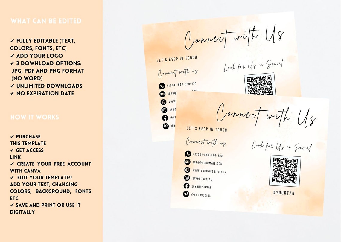 Connect With Us Template, Social Media Sign, Follow Us on Social Media ...