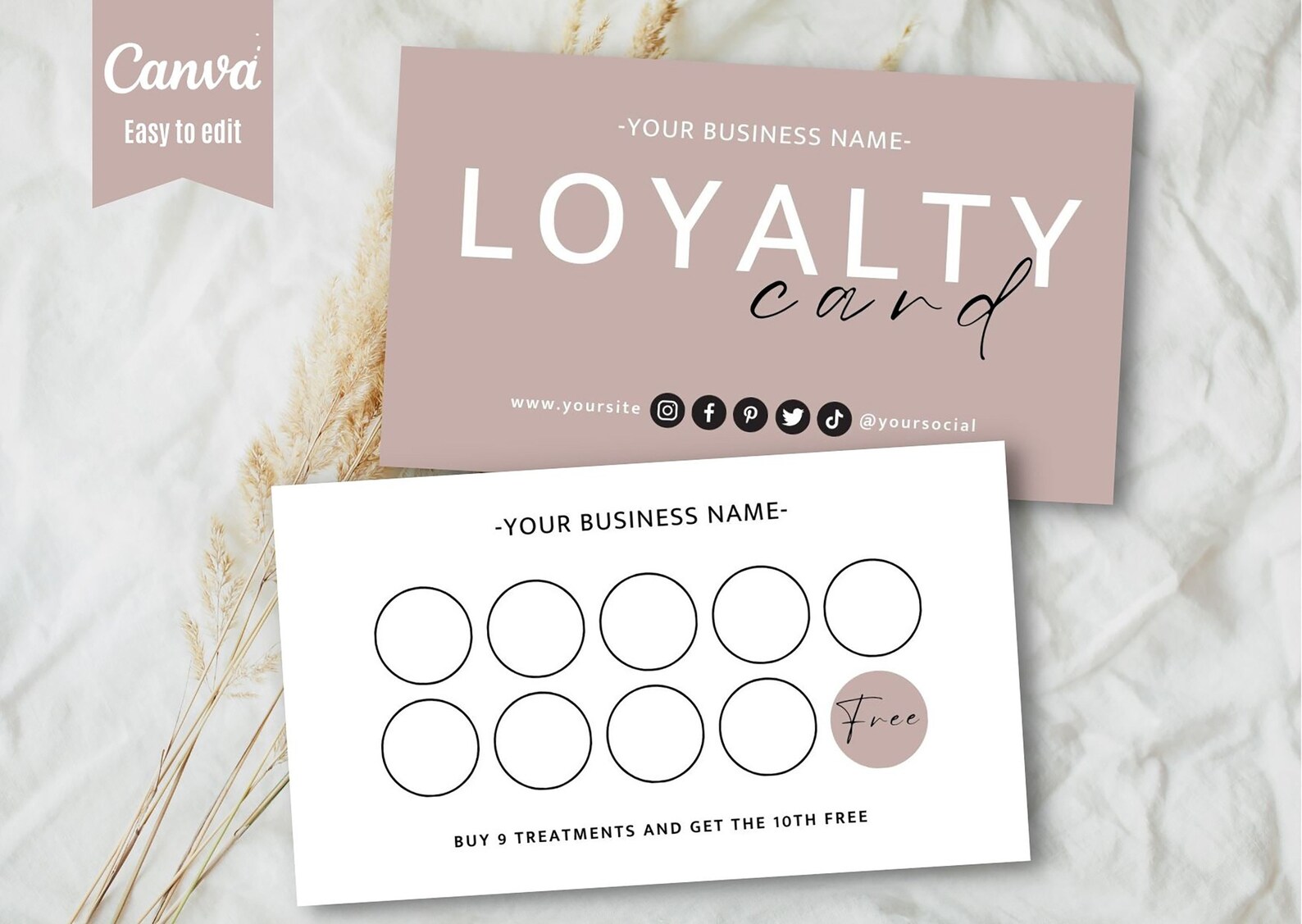 Boho Loyalty Card Template, Customer Loyalty Cards, DIY Editable ...