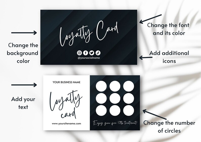 Elegant DIY Loyalty Card Template, Customer Loyalty Cards, Editable ...