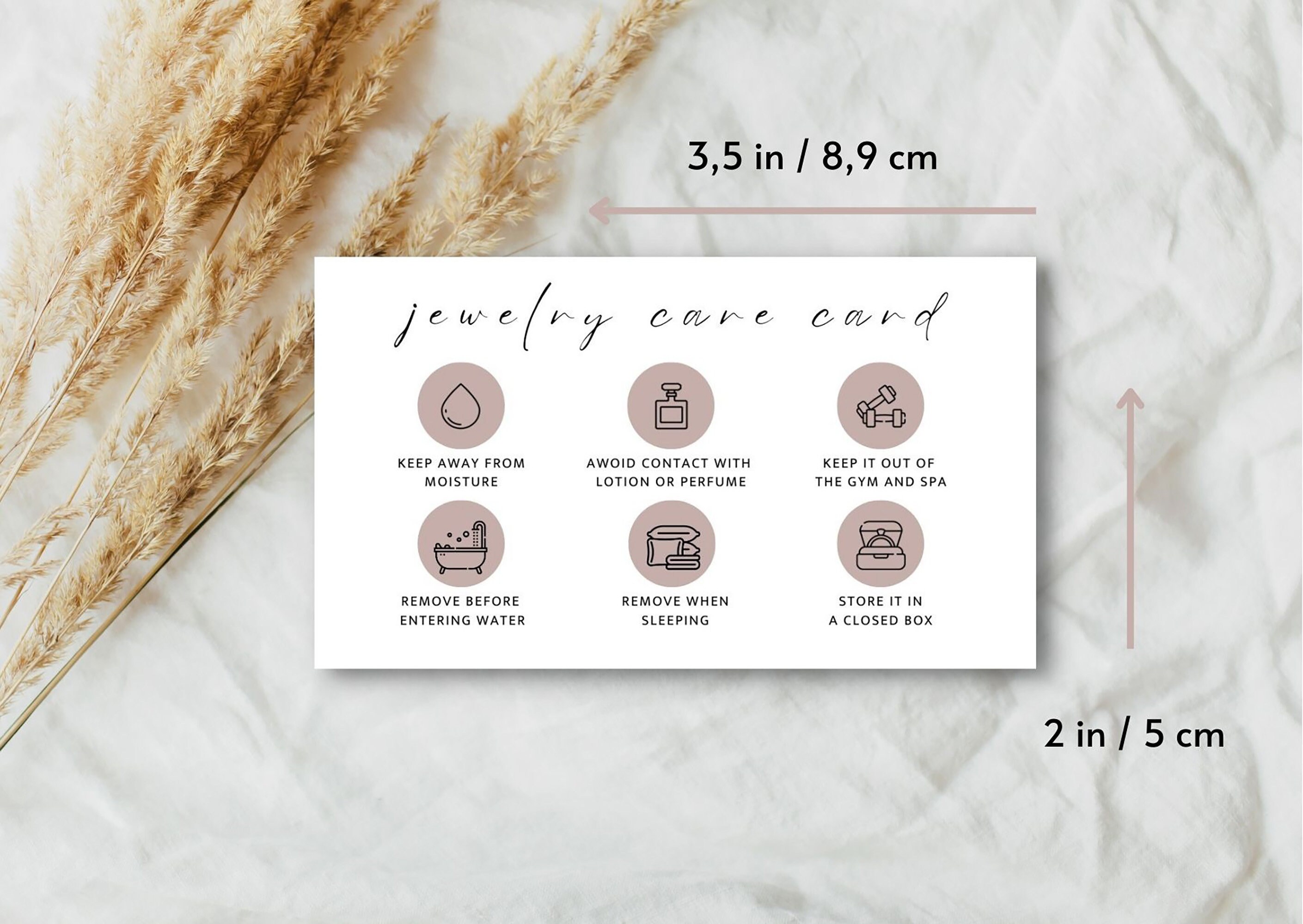 Jewelry Care Card, Printable Jewellery Care Instructions, Editable ...