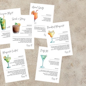 Cocktail Recipe Card Template Canva, Drink Recipe Cards Printable ...