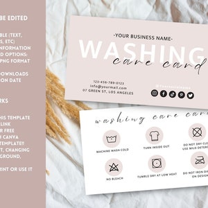Editable Washing Instructions Canva Template, Boho Printable Apparel ...
