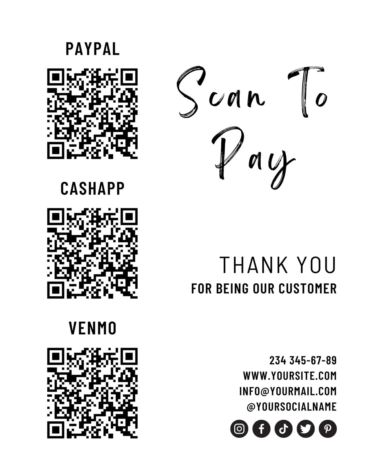 Scan to Pay QR Code Scan to Pay Canva Template, Scan to Pay Sign, Payment Sign, Minimal Editable ...