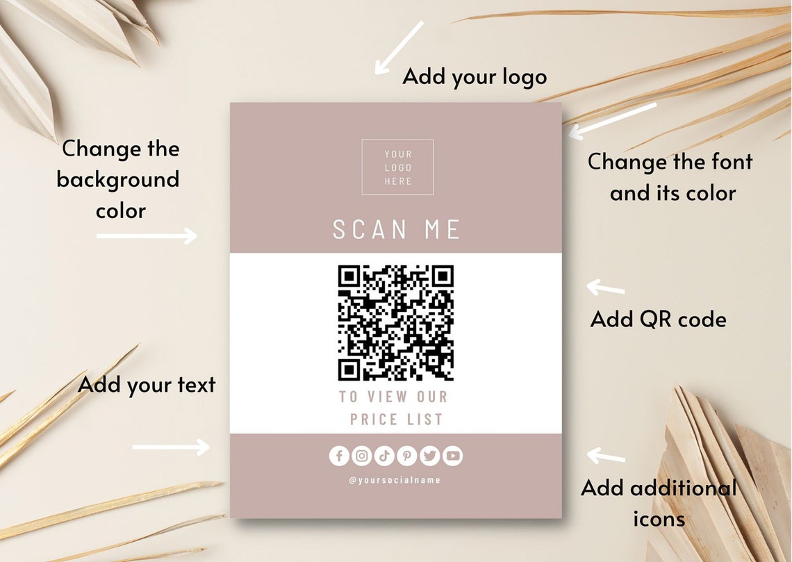 Scan to View Our Price List, Menu QR Code Sign, Modern QR Code Sign, Scan to Order, Elegant ...