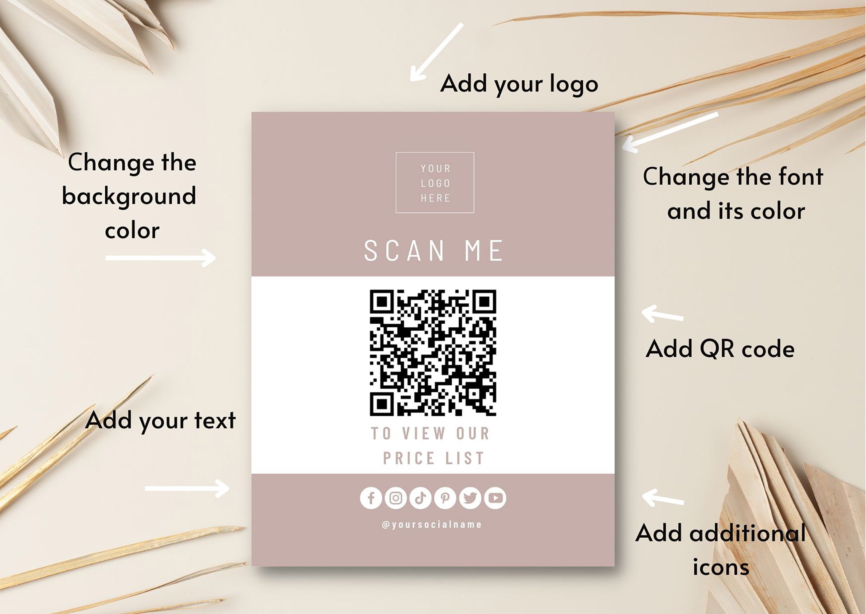 Scan to View Our Price List, Menu QR Code Sign, Modern QR Code Sign ...
