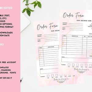 Craft Order Form Template, Editable Invoice Canva Template, Small ...