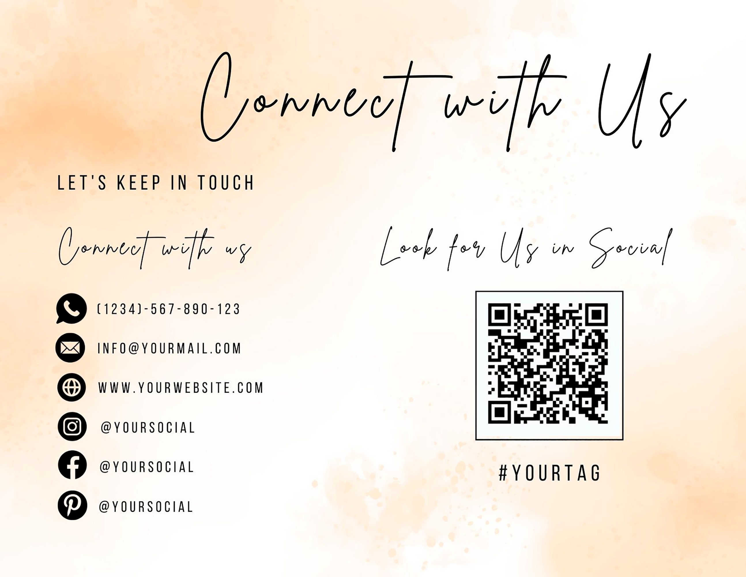 Connect With Us Template, Social Media Sign, Follow Us on Social Media ...