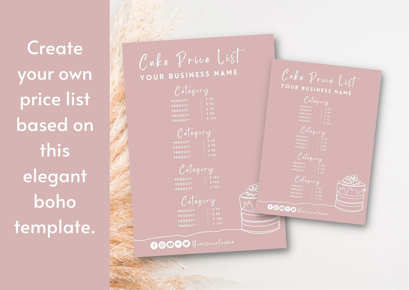Cake Price List Template, Bakery Business Price List, Bakery Menu ...